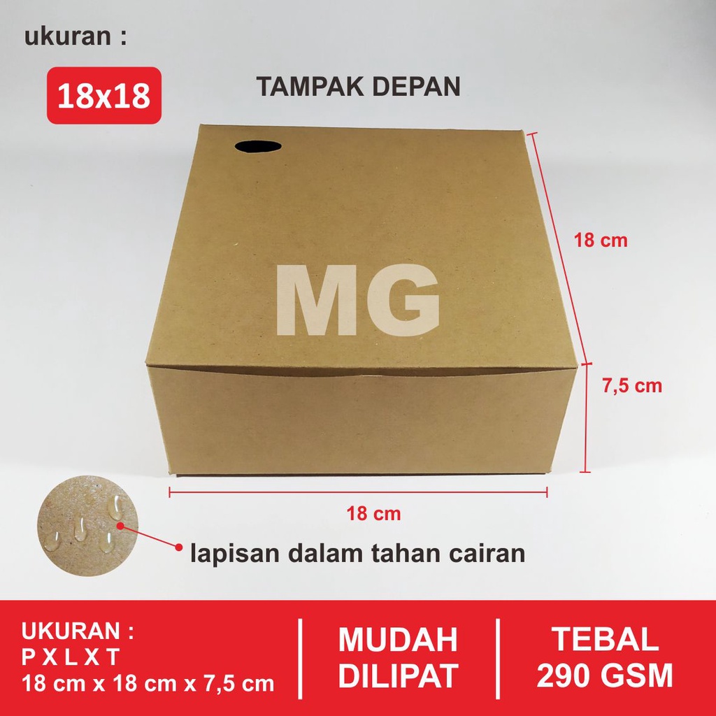 Jual dus nasi bahan kraft ukuran 18x18 / dus nasi ukuran 18 / dus nasi ...