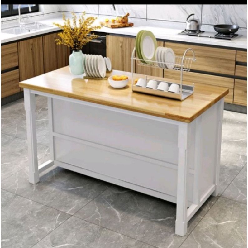 Jual meja dapur kayu jati cat Duco kombinasi custom | Shopee Indonesia