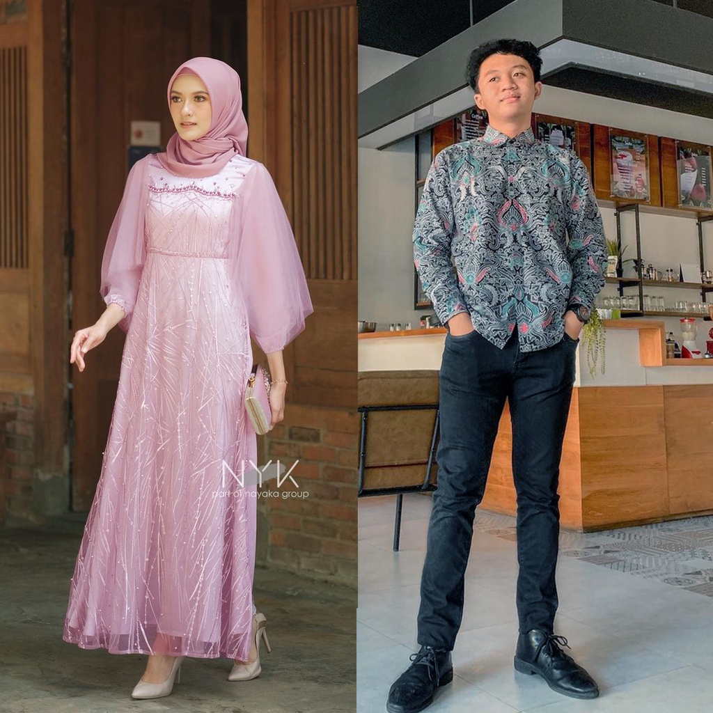 Jual GRIYA BATIK COUPLE - Set Batik Couple Modern - Couple Gamis Radika ...