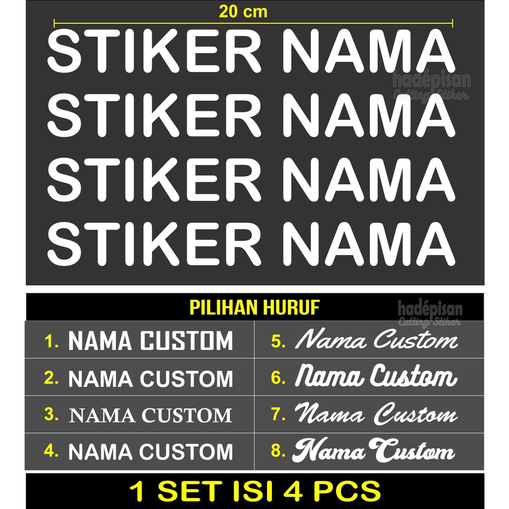 Jual STIKER MOTOR CUTTING STICKER NAMA HELM LAPTOP MOBIL CUSTOM KEREN ...