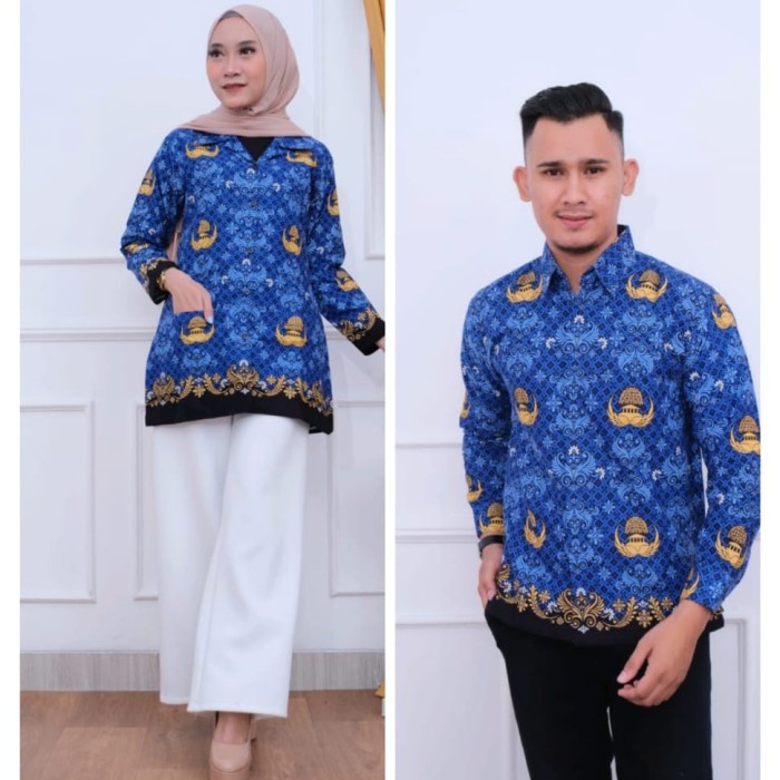 Jual Baju Batik SERAGAM KORPRI DENGAN FURING TERBARU COWOK CEWEK BAHAN KATUN C40S - M, wanita ...