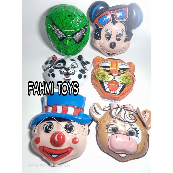 Jual 72 pcs topeng mika // topeng plastik // topeng karakter // topeng ...
