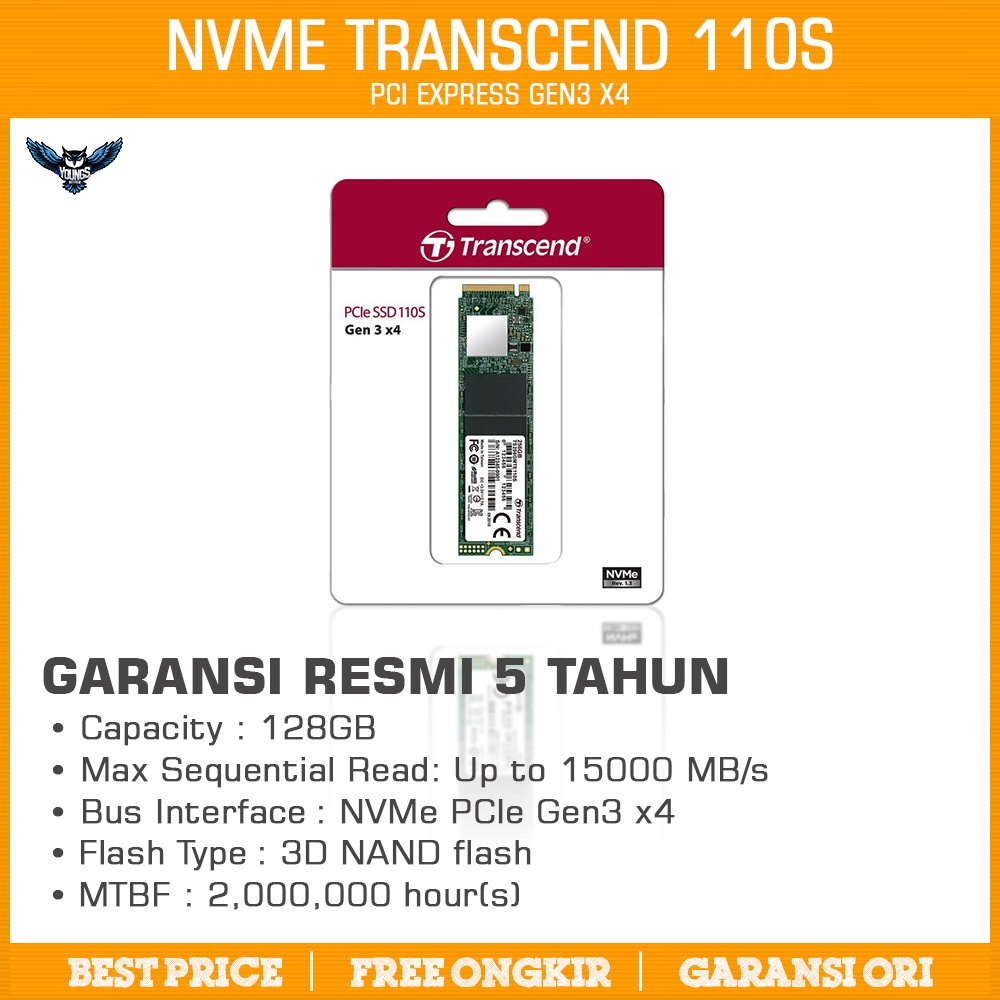 Jual TRANSCEND 110S 128GB - SSD M.2 NVMe PCIe Gen3x4 M2 MTE110S | Shopee Indonesia