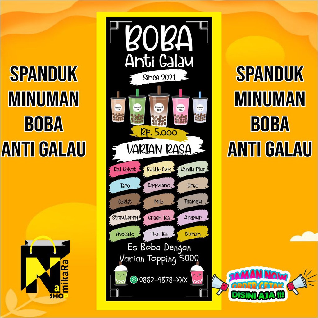 Jual SPANDUK BANNER BACKDROP MINUMAN BOBA/CETAK SPANDUK MINUMAN BOBA ...