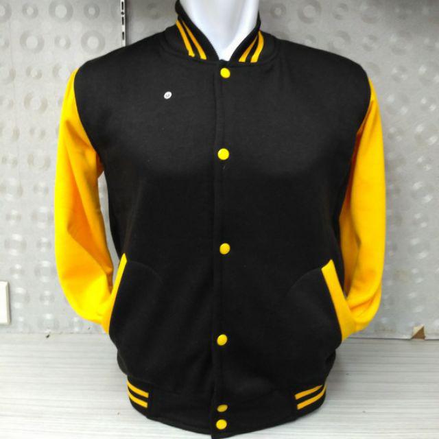 Jual Jaket Baseball Varsity Hitam - Kuning | Shopee Indonesia