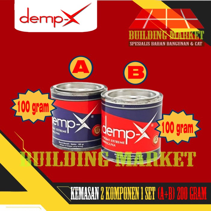 Jual LEM EPOXY DEMP-X DEMPX PEREKAT EXTREME 2 KOMPONEN 1 SET (A+B) 200 ...
