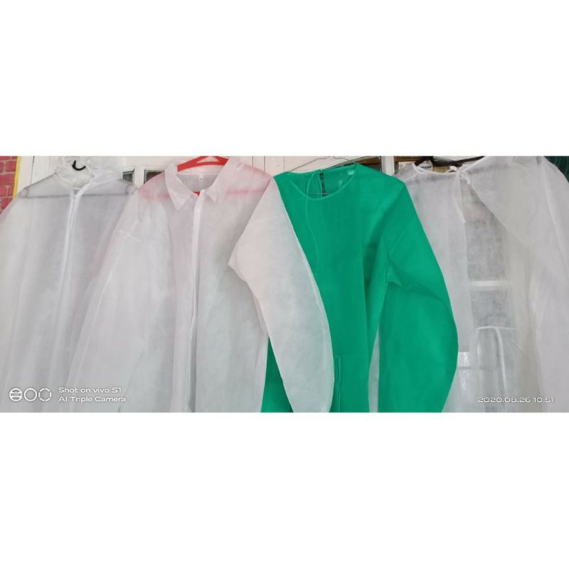 Jual Jaslab/Baju APD/ Dustcoat Disposable Kancing / Vecron Putih50gr ...