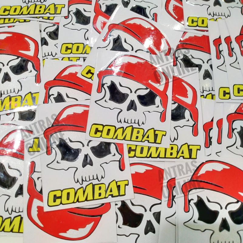 Jual cutting stiker combat - sticker tengkorak variasi motor helm ...