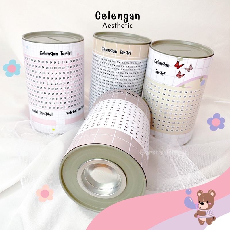 Jual celengan target aesthetic / celengan buka tutup dan permanent ...
