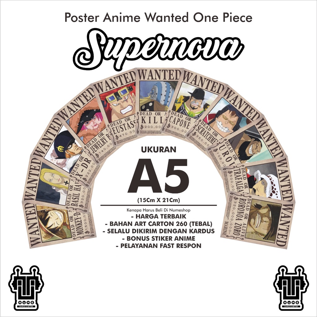 Jual Poster Bounty Poster Wanted Anime One Piece Supernova Worst ...
