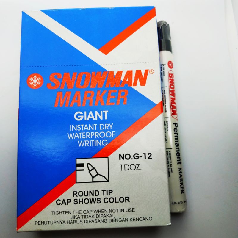 Jual Spidol besar permanen snowman Marker Permanent warna Hitam ...