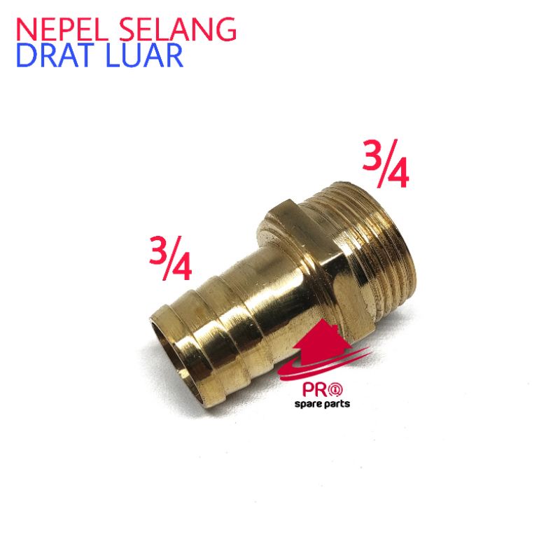 Jual Nepel Selang 3/4 x 3/4 Drat Luar Kuningan Nepple Hose/Niple ...