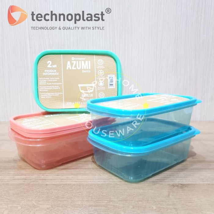 Jual AZUMI Bento Set Of 2pcs | Sealware Persegi Serbaguna 1000ml ...