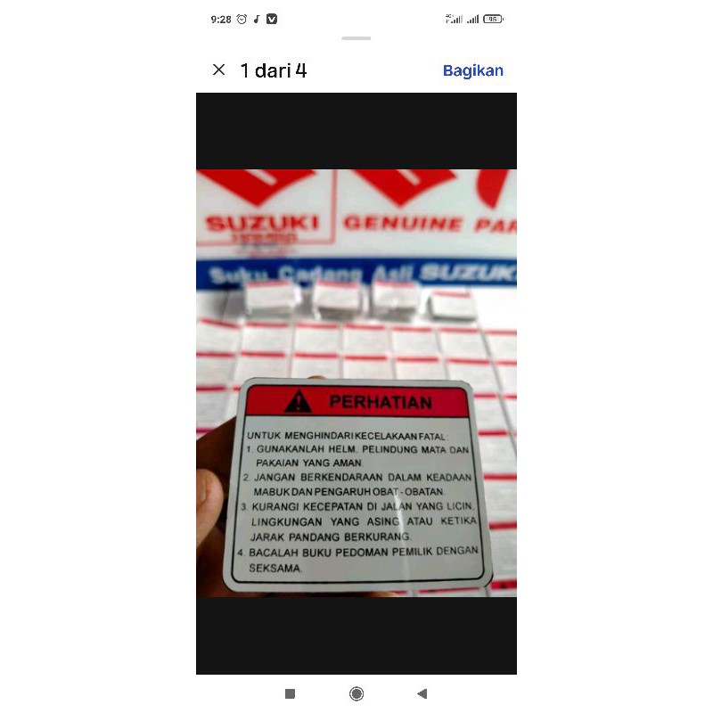 Jual stiker peringatan warning suzuki original sgp | Shopee Indonesia