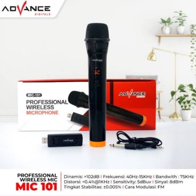 Jual ADVANCE PROFESSIONAL WIRELESS MICROPHONE MIC 101 TRANSMITER USB ...