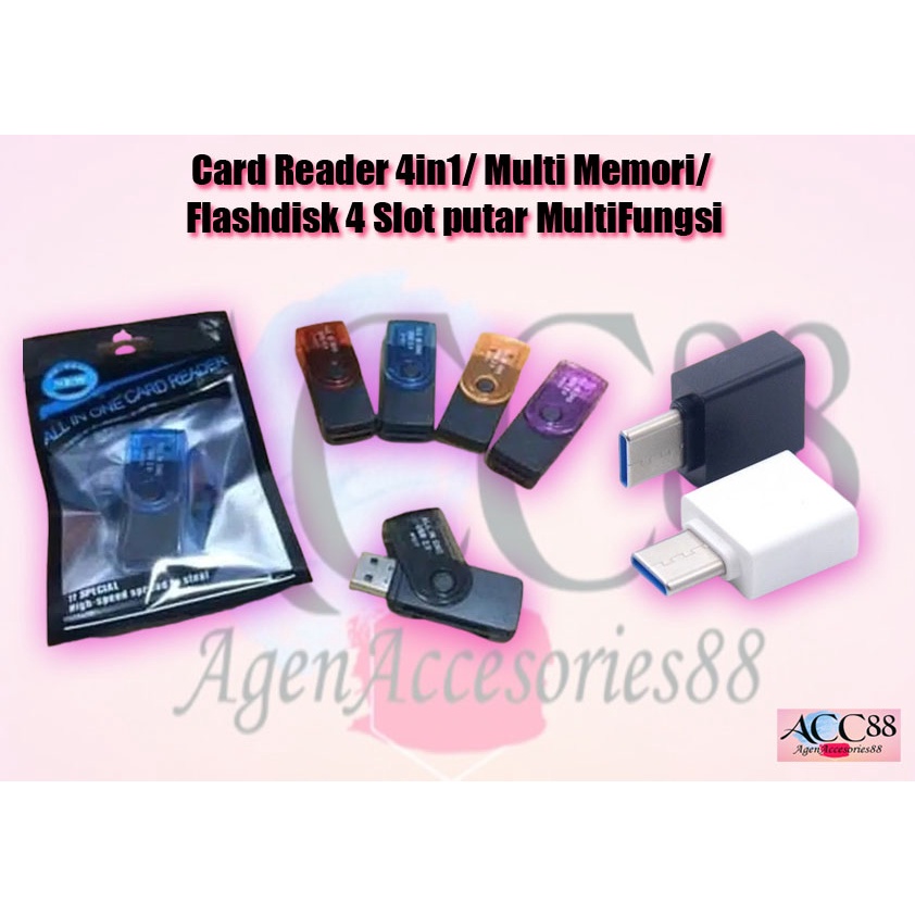Jual Card Reader 4in1/ Multi Memori/ Flashdisk 4 Slot putar MultiFungsi ...