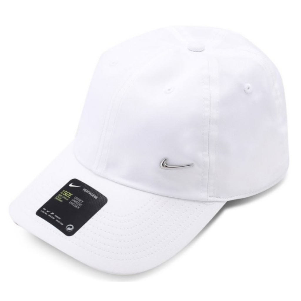 Jual Nike Metal Swoosh Logo Cap White Putih FB5372-100 Club Dri-Fit ...