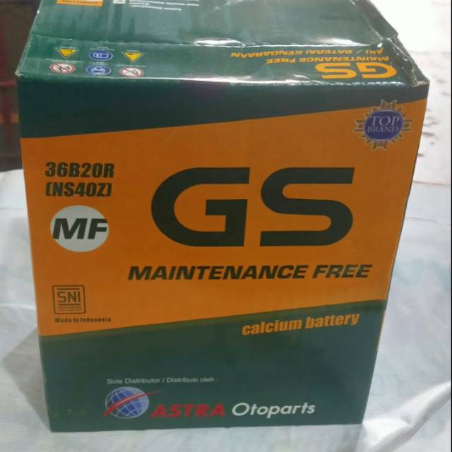 Jual Aki Mobil GS ASTRA type GS MF (maintenance free) 36B20R 36B20L NS40Z NS40ZL 12V 35A ...