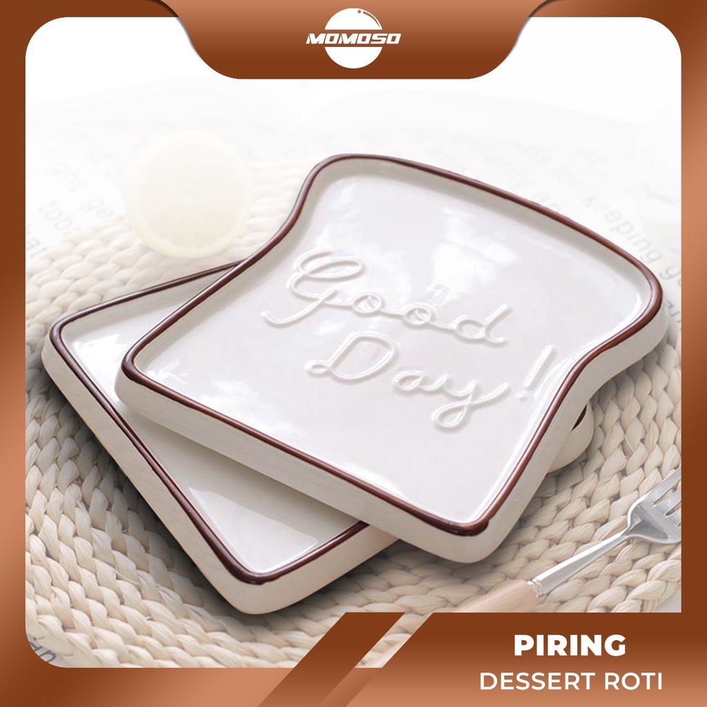 Jual MOMOSO Piring Dessert Roti / Piring Keramik Motif Roti / Piring ...