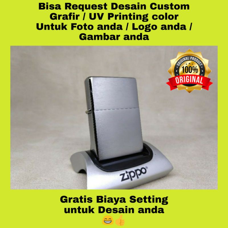 Jual ZIPPO ORIGINAL 23025 REPLICA 1937 BRUSHED CHROME VINTAGE LOOK GRATIS REQUEST CUSTOM DESIGN ...