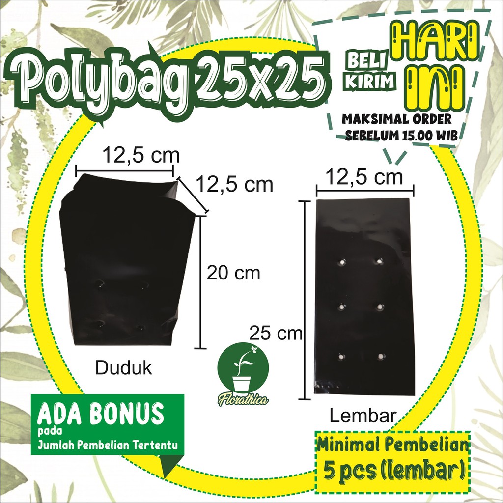 Jual Polybag/ Polibek Tanaman Ukuran 25X25 (uk lipat 25 cmx 12,5 cm) Per Lembar [Min. Order 5 ...