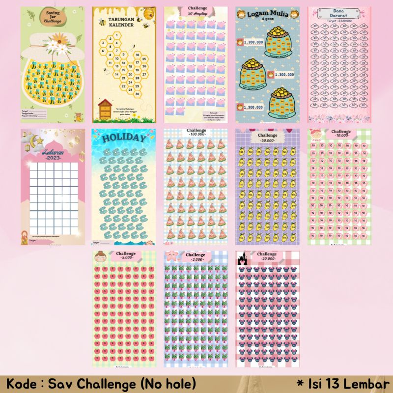 Jual Kertas menabung / saving challenge / Tanpa lubang | Shopee Indonesia