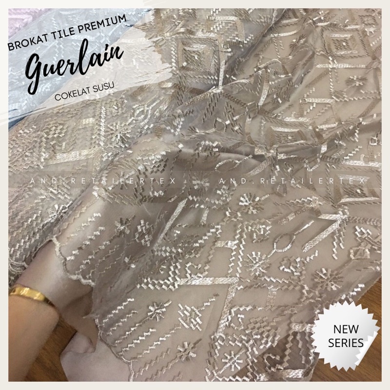 Jual Kain Brokat Bahan kebaya Premium Tile bordir Guerlain warna Coksu ...