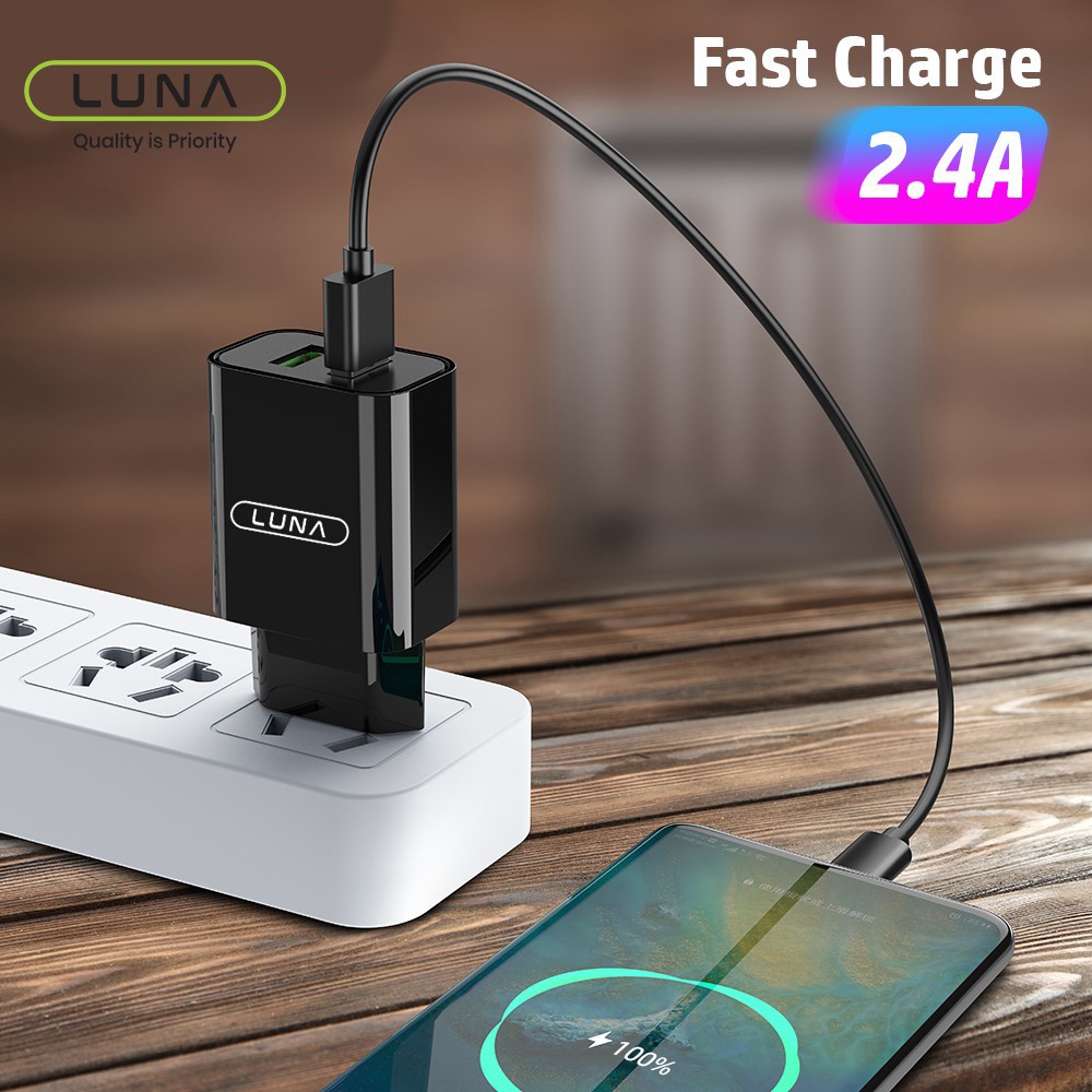 Jual Luna Adapter Charger Fast Charging 2.4 A Single Dual USB Wall ...