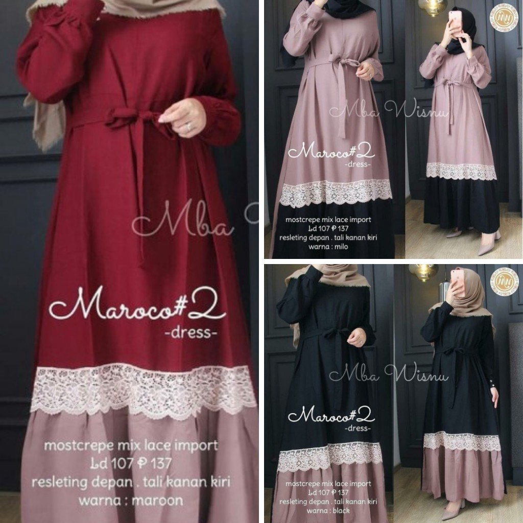 Jual Fashion Pakaian Baju Gamis Wanita Muslim Maroco Dress Terbaru ...