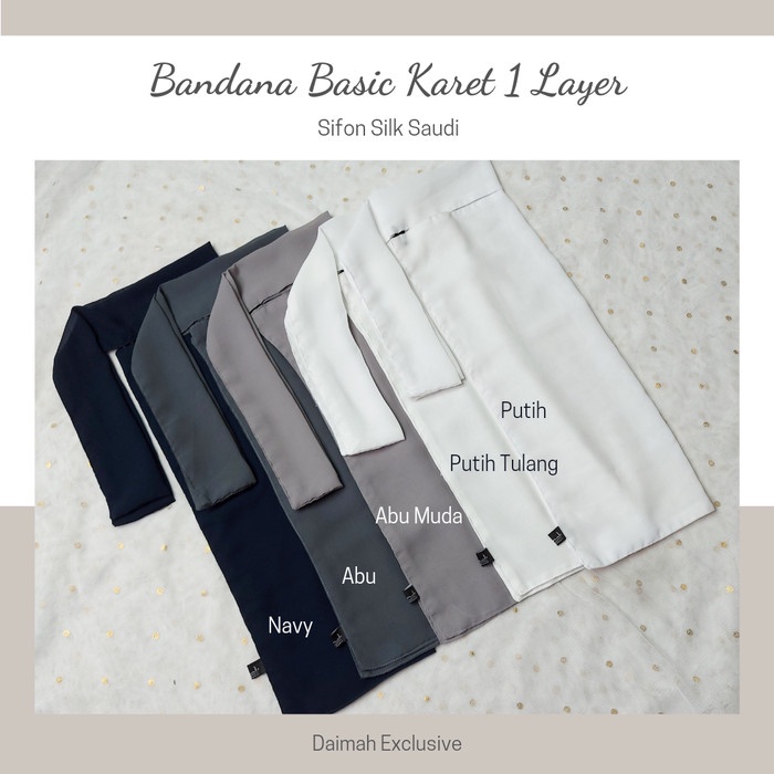 Jual jilbabcadar- bandana basic karet 1 layer sifon saudi daimah ...