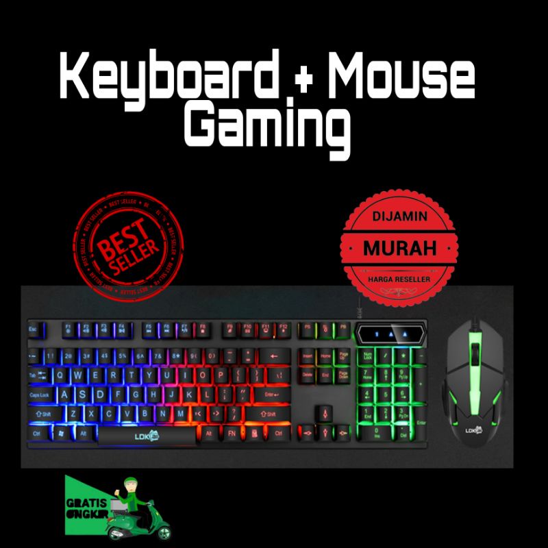 Jual Keyboard with Mouse Gaming LED Lampu Menyala | Shopee Indonesia