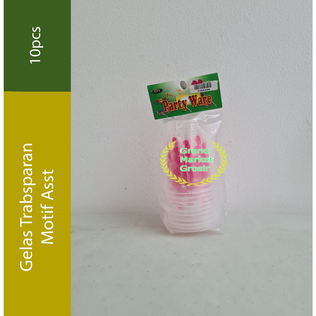 Jual Party ware gelas transparan motif asst 10 pcs | Shopee Indonesia