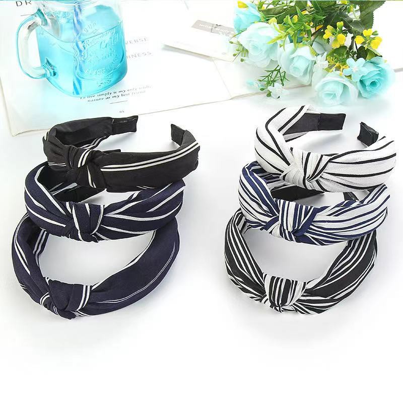 Jual Headband Bandana Polos Bando Kain Motif Garis-Garis Bando Simpul ...