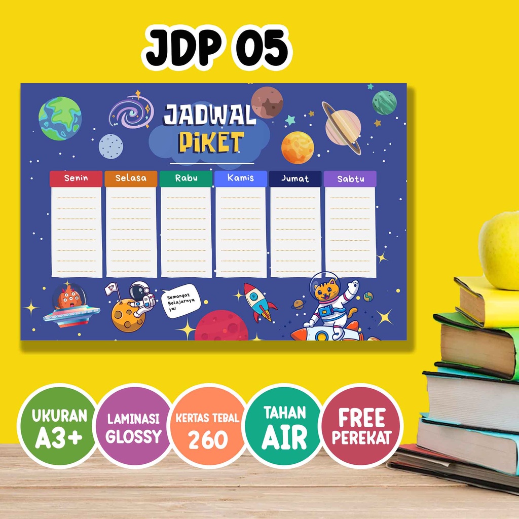 Jual Wipe And Clean Poster Jadwal Piket / Picket Schedule / Untuk Anak ...
