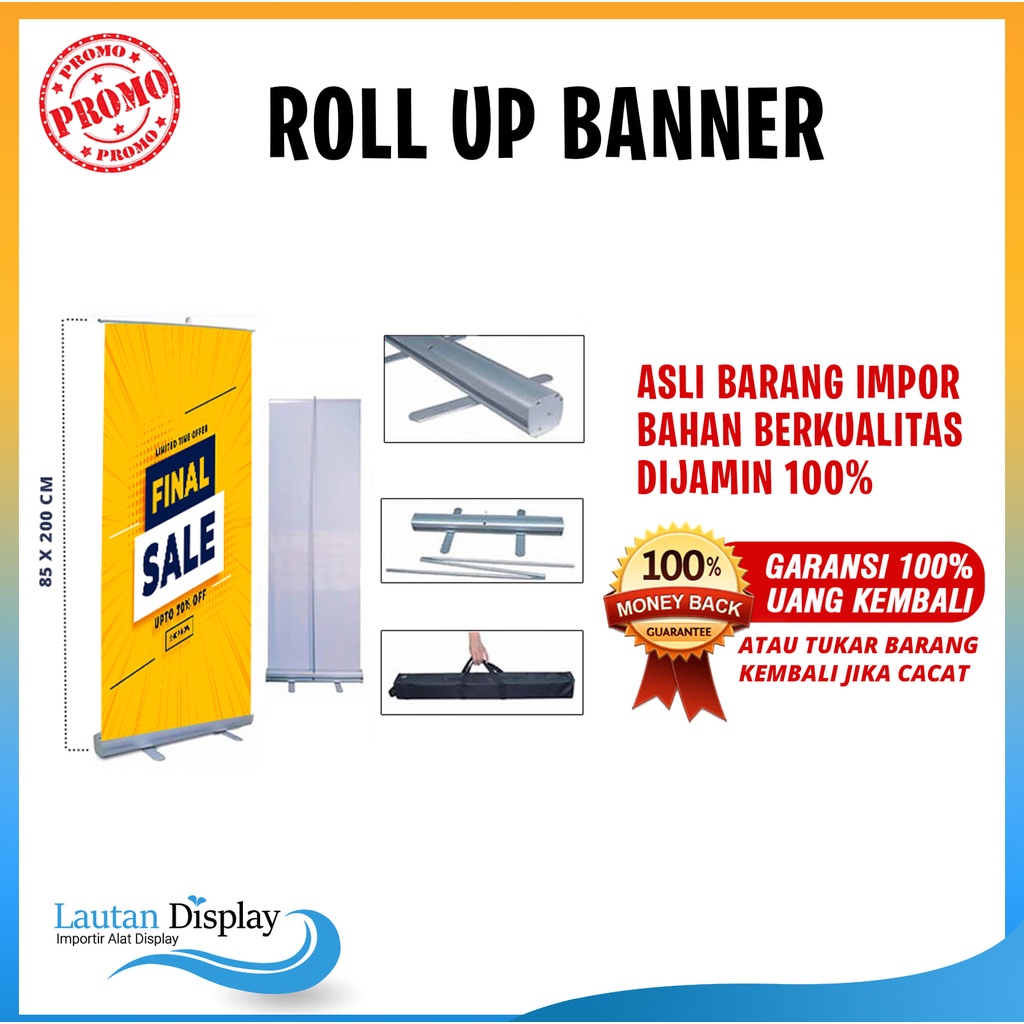 Jual Roll Up Banner Alumunium, Stand Roll Up Benner Plastik Standing Banner Jualan 60x160 cm ...