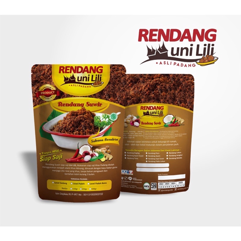Jual RENDANG AYAM & DAGING SUWIR 200 gr - RENDANG UNI LILI KHAS MINANG ASLI PADANG MD BPOM ...