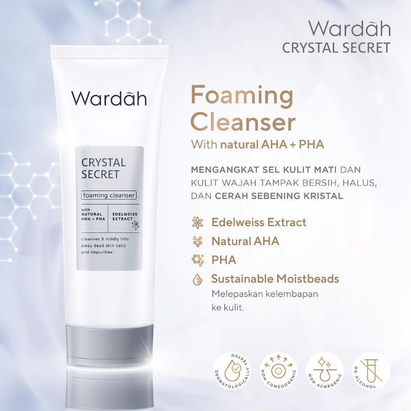 Jual Cuci Muka Wardah Crystal Secret Foaming Cleanser With Natural AHA ...
