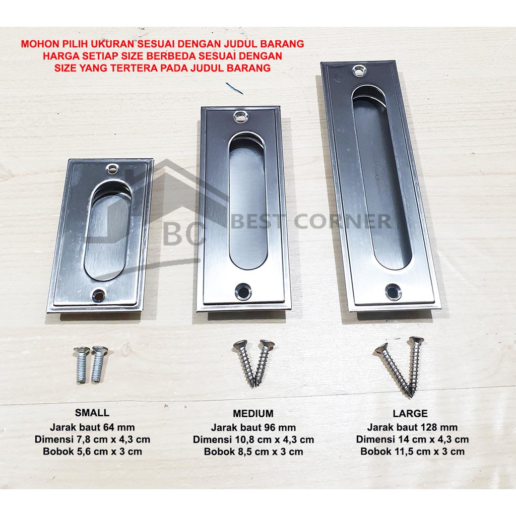 Jual Tarikan tanam Pintu Sliding MEDIUM / Handle Tanam Stainless / Com ...