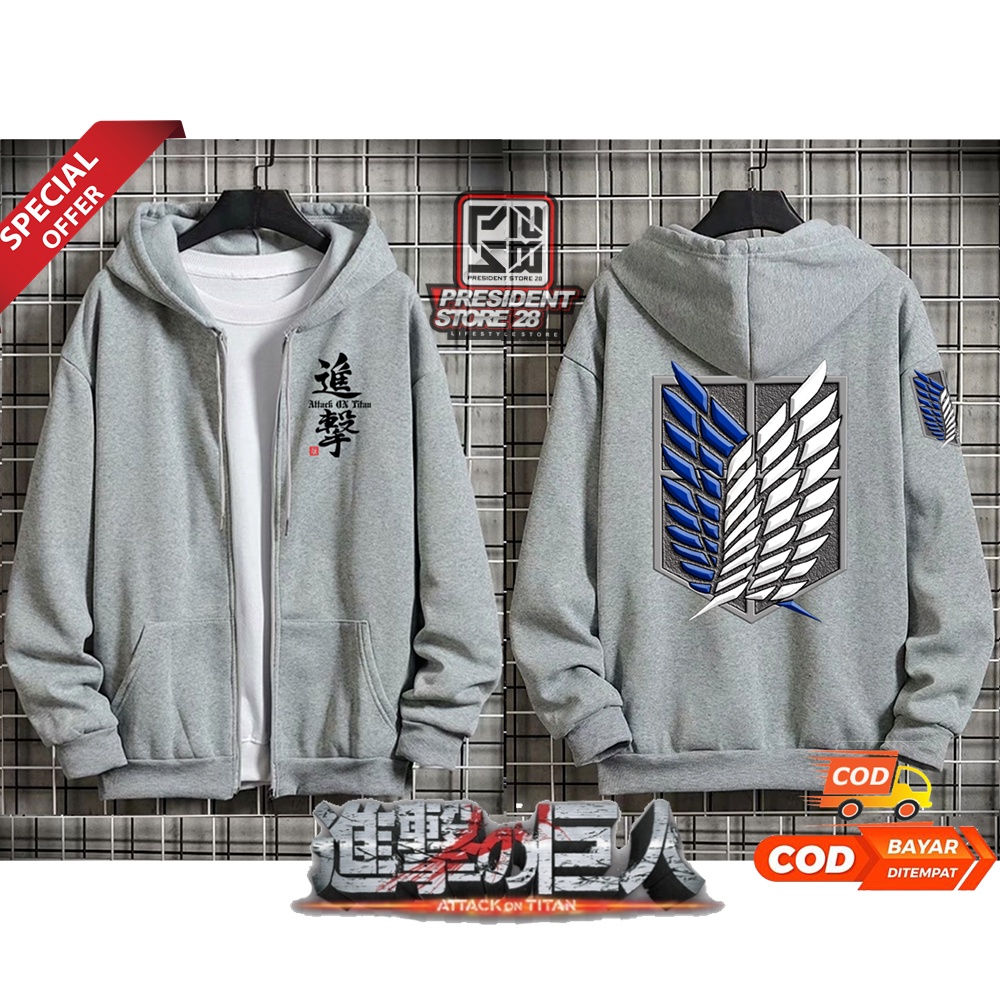 Jual Stok Terbatas Sweater Hoodie SNK ATTACK ON TITAN AOT / Jaket Anime ...