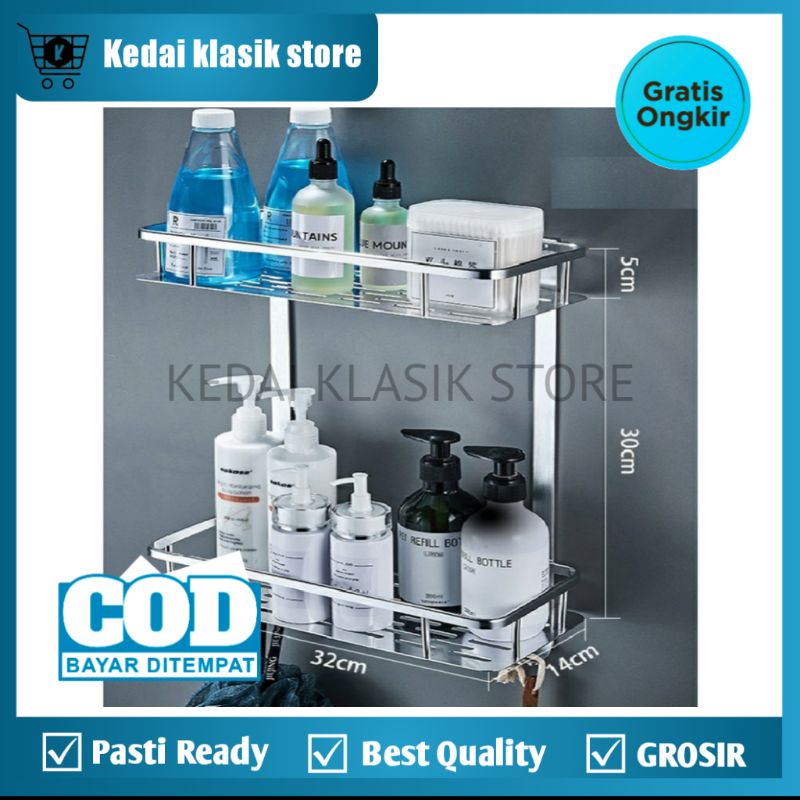 Jual RAK SABUN STAINLESS STEEL 2 TINGKAT PERSEGI TEMPAT SABUN RAK KAMAR ...