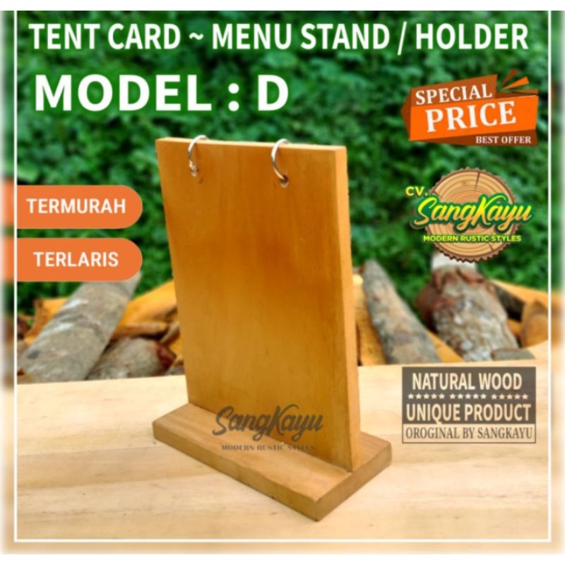 Jual Menu Setand with hanger A6 gantungan menu Wood stand display menu ...