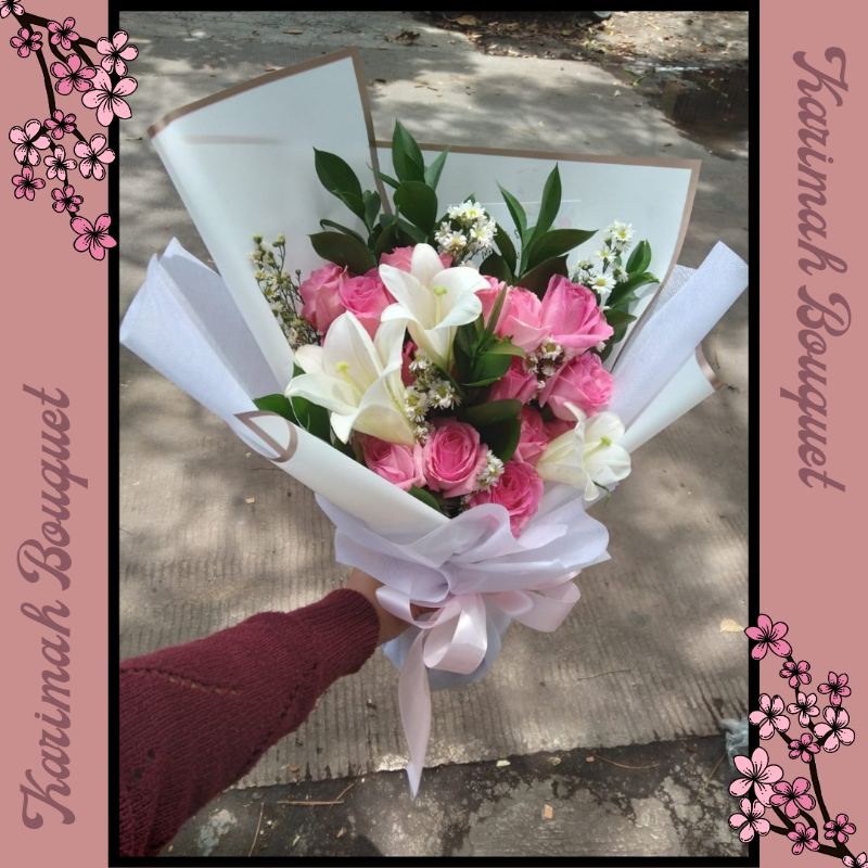 Jual SEHARI JADI! Buket Bunga Custom Lily Dan Rose Wisuda Bandung ...