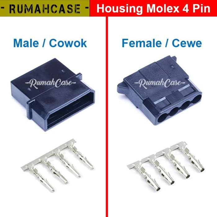 Jual HOUSING MOLEX 4 PIN BESI MALE FEMALE HEAD POWER KONEKTOR IDE 4P BIG cewe cowo per set psu ...