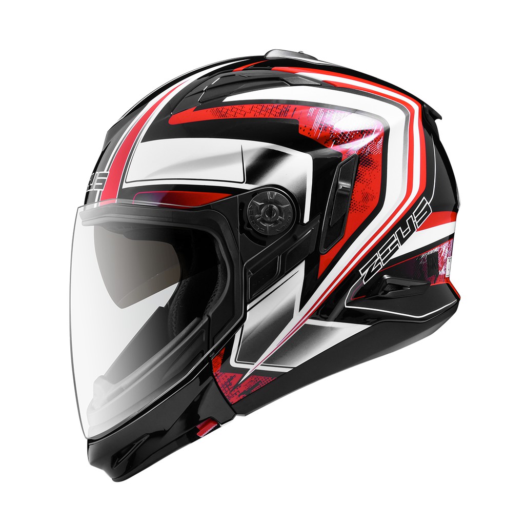 Jual ZEUS ZS 613C BLK AJ6 RED GLOSSY MODULAR DOUBLE VISOR (WAJIB UPSIZE ...