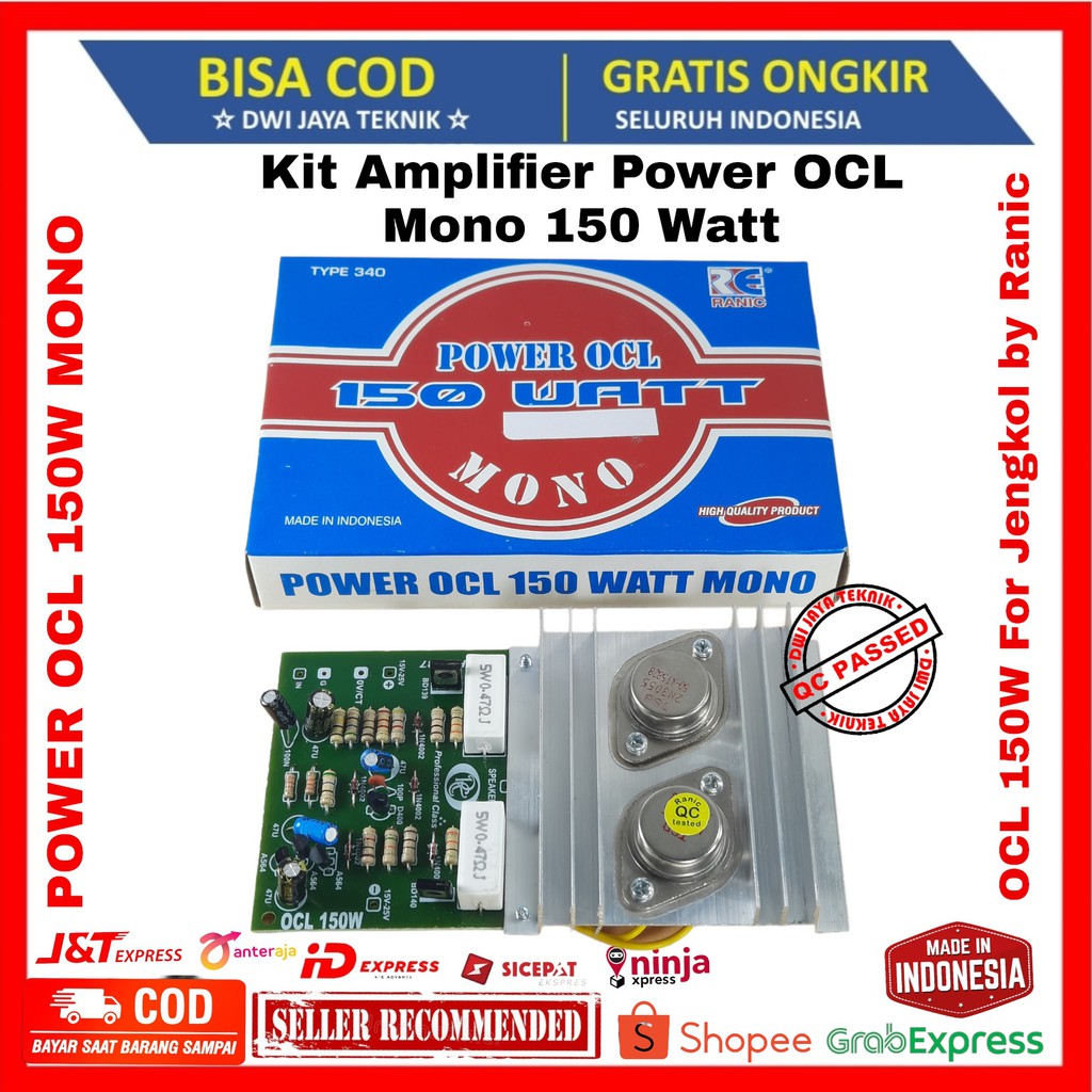Jual Kit amplifier power ocl mono 150 watt by ranic type 340 | Shopee ...