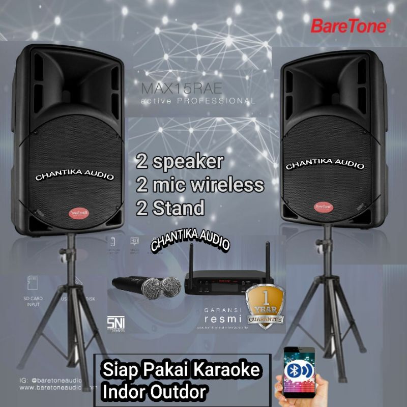Jual Paket Sound System Baretone Speaker Aktif 15 Inch Max15rae Mic
