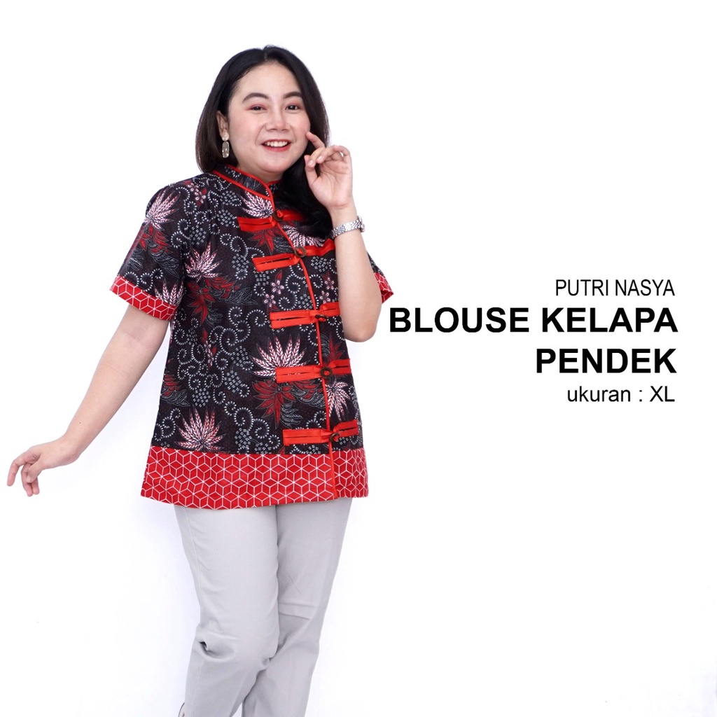 Jual Blouse Big Size Wanita Atasan Batik Lengkap S M L Xl Xxl 3l 4l 5l