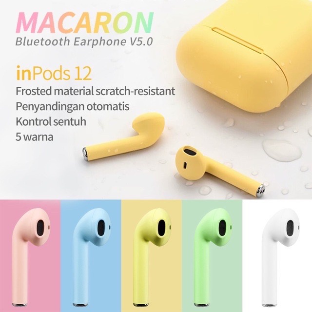 Jual Inpods 12 macaron headset bluetooth wireless iphone / android ...
