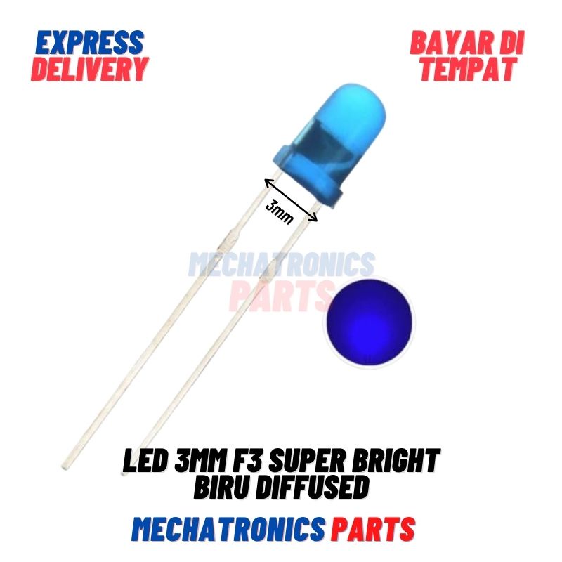Jual LED 3MM F3 SUPER BRIGHT BLUE BIRU DIFFUSED | Shopee Indonesia