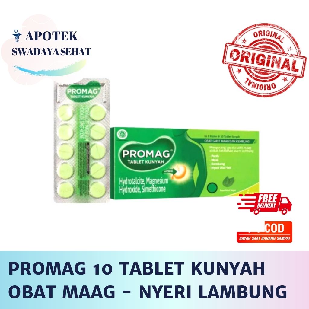 Jual PROMAG 10 Tablet Kunyah Strip - Obat Lambung Nyeri Maag Asam ...